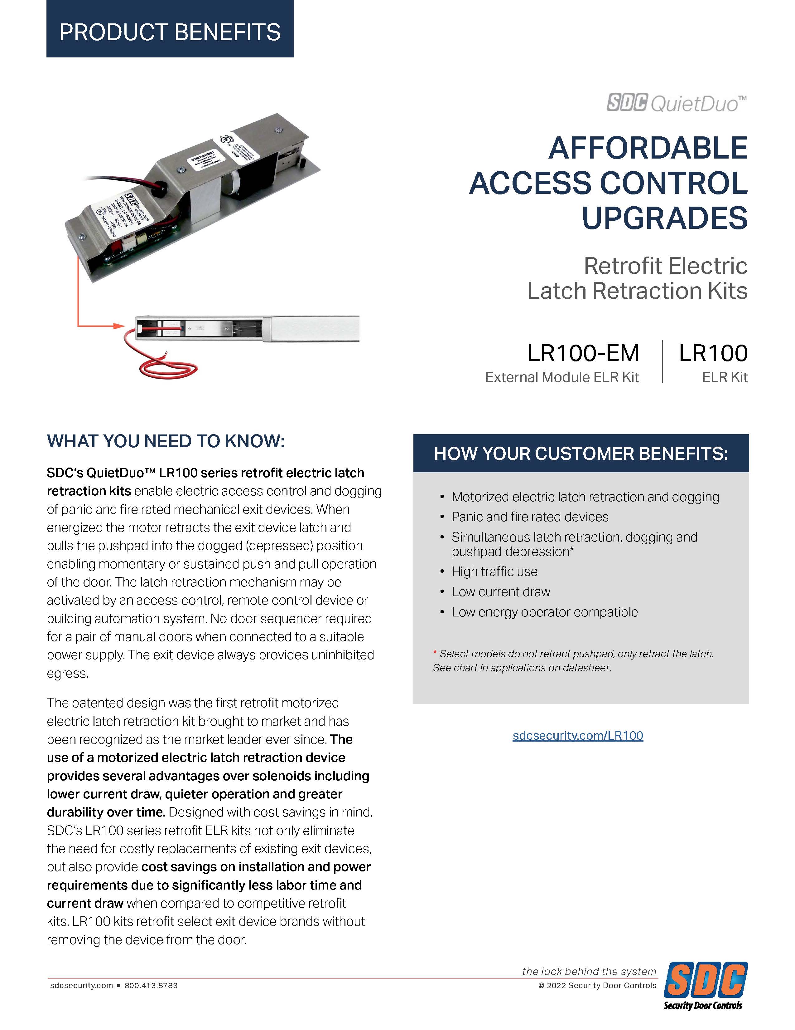 LR100 Series - Retrofit Exit Device ELR Kits